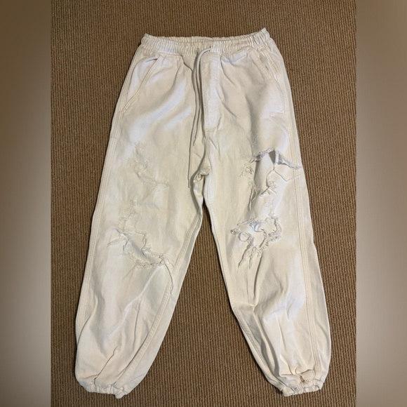 Free People | Pants & Jumpsuits | Free People White Cargo Ripped Pants ...